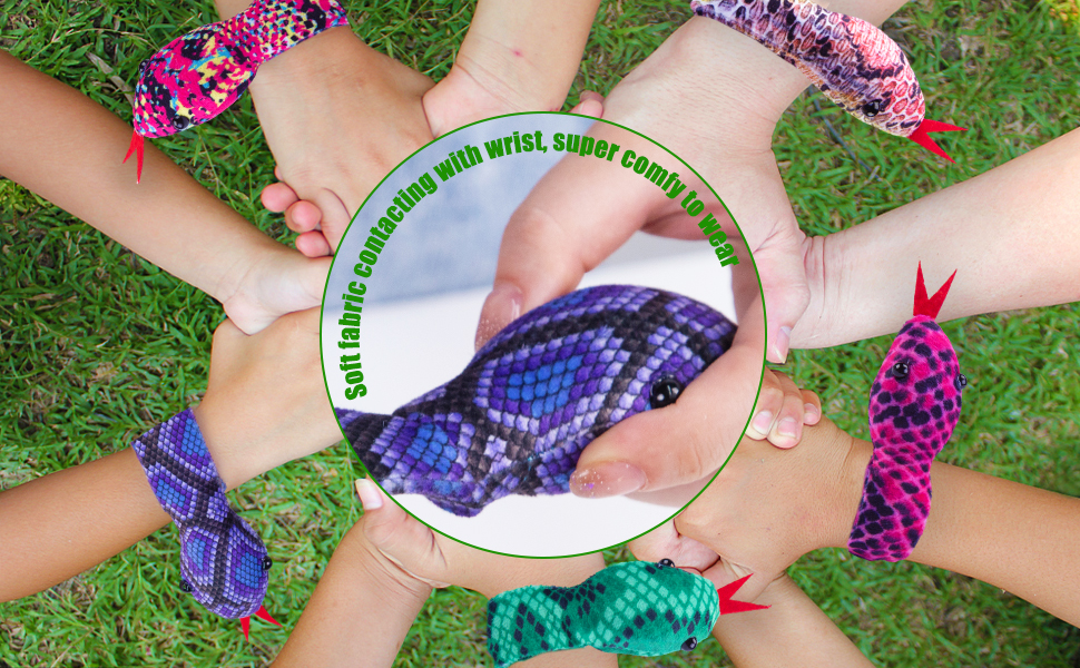 Amazon.com: Shindel 10PCS Snake Slap Bracelets, Stuffed Snap Bands Reptile Snap Bracelets Fuzzy ...