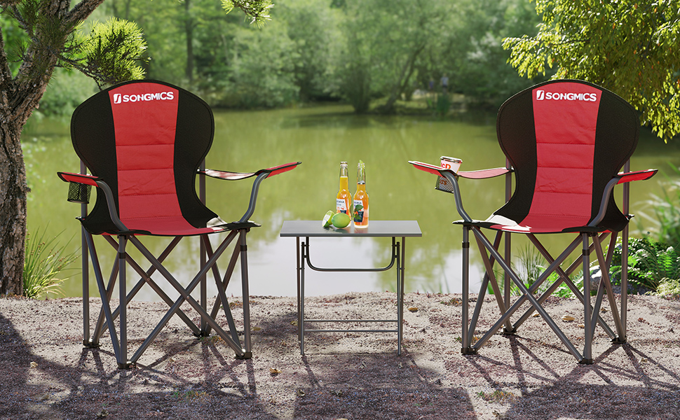 SONGMICS UGCB06BK - Silla plegable para camping, soporta 550 libras, con cómodo asiento de ...
