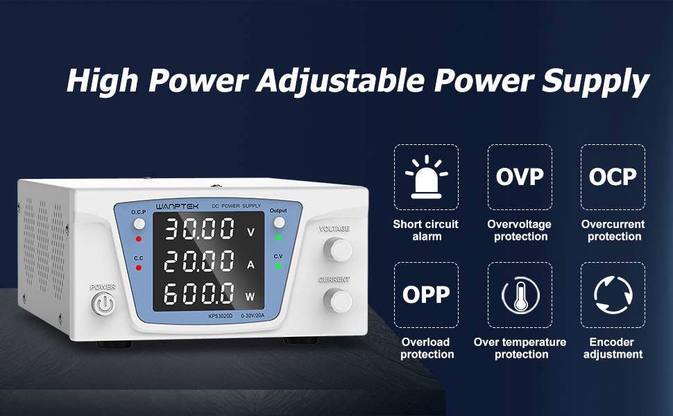 Amazon.com: Dc Power Supply Variable 30V 20A 600W, Bench Power Supply with Accurate Encoder ...