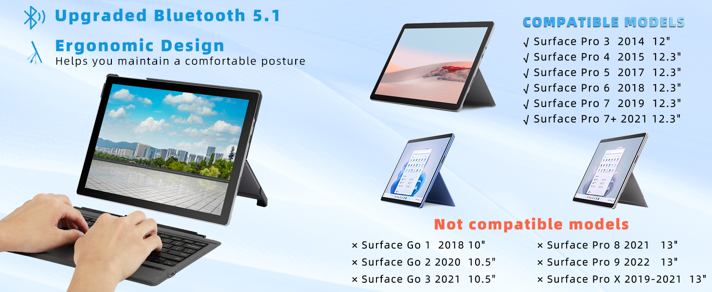 Qulose Keyboard Case For Microsoft Surface Pro 7 Plus Pro 7 Pro 6 Pro 5 Pro 4