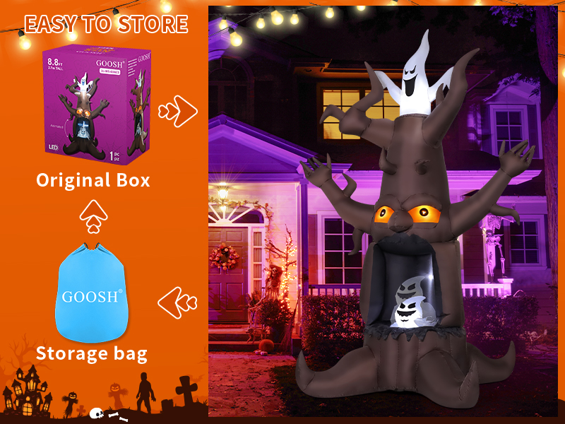 Amazon.com: GOOSH 9 FT Halloween Inflatable Animated Dead Tree Outdoor Decorations Blow Up Yard ...