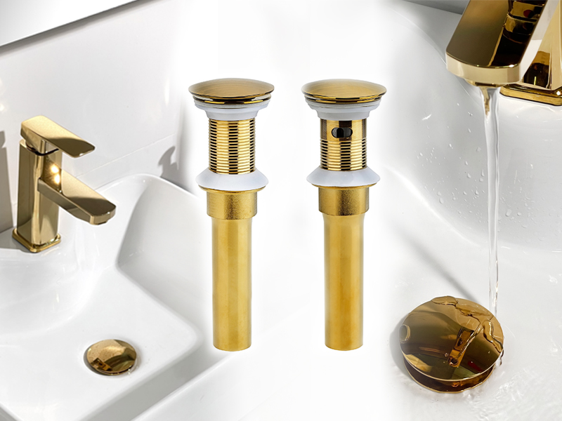 Rockgoya Bathroom Sink Drain, Gold Drain Stopper Bathroom Sink with ...