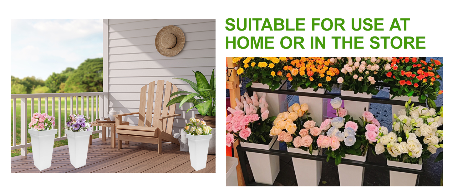 12 Pcs Flower Buckets, 13.4 Inch Plastic Floral Bucket for Cut Flowers Square Vases for ...