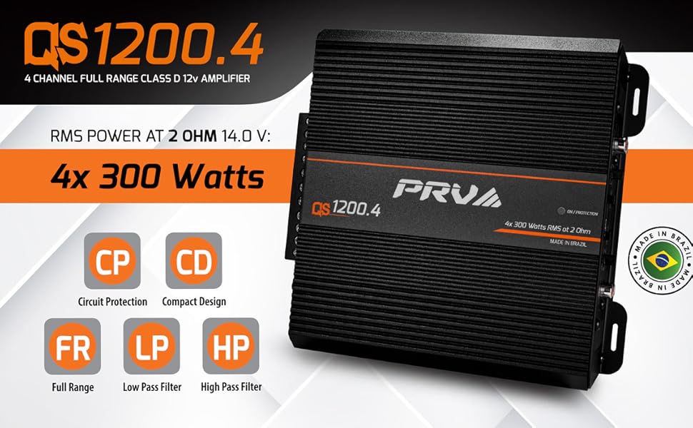 Amazon.com: PRV Audio QS1200.4 2 Ohm Compact 4 Channel Car Audio Amplifier 4 x 310 Watts RMS at ...