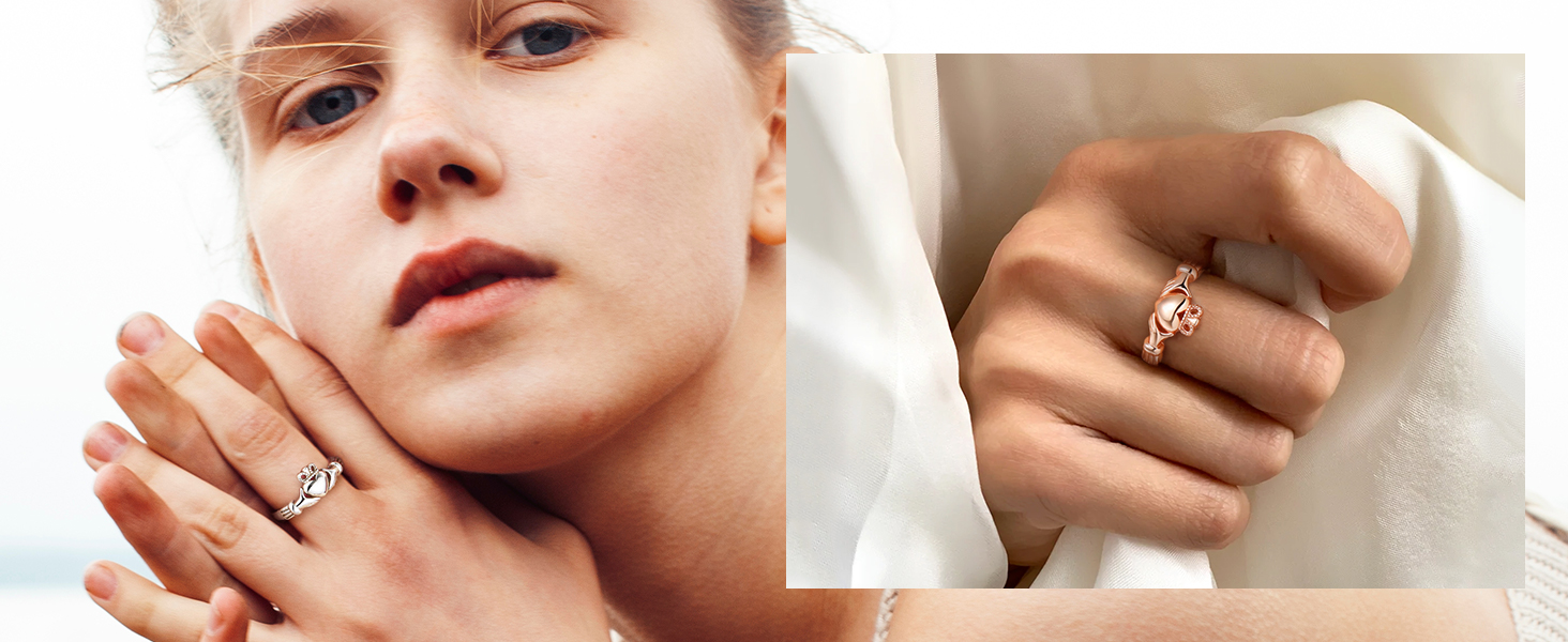 Amazon.com: ChicSilver 925 Sterling Silver Claddagh/Triquetra Celtic Knot Promise Ring Size 4-12 ...