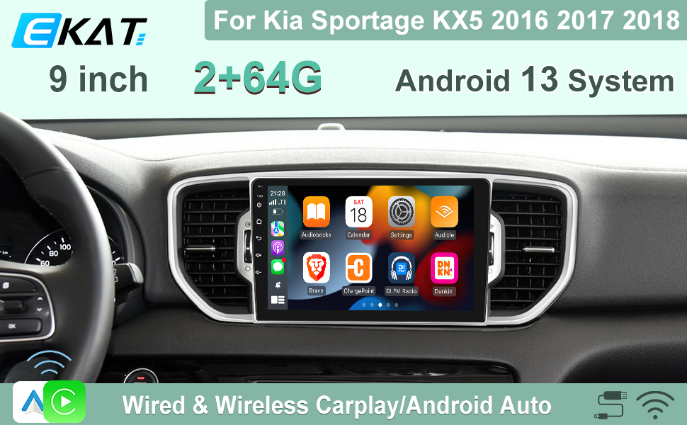 Amazon.com: EKAT [2+64G] Radio de coche para Kia Sportage KX5 2016 2017 2018, 9 pulgadas Android ...