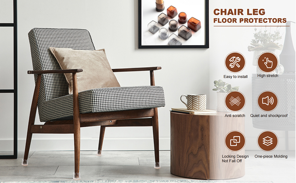 Sgooyir 16PCS Round Chair Leg Floor Protectors, Silicone Chair Leg caps Floor Protectors with ...