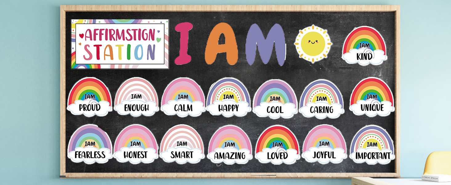 Amazon.com: BOHO Affirmation Station Bulletin Board Set Rainbow ...