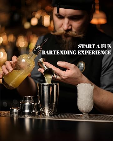 Amazon.com: ARTFLY 18-Piece Professional Cocktail Shaker Set and Bartender Kit with Stand ...