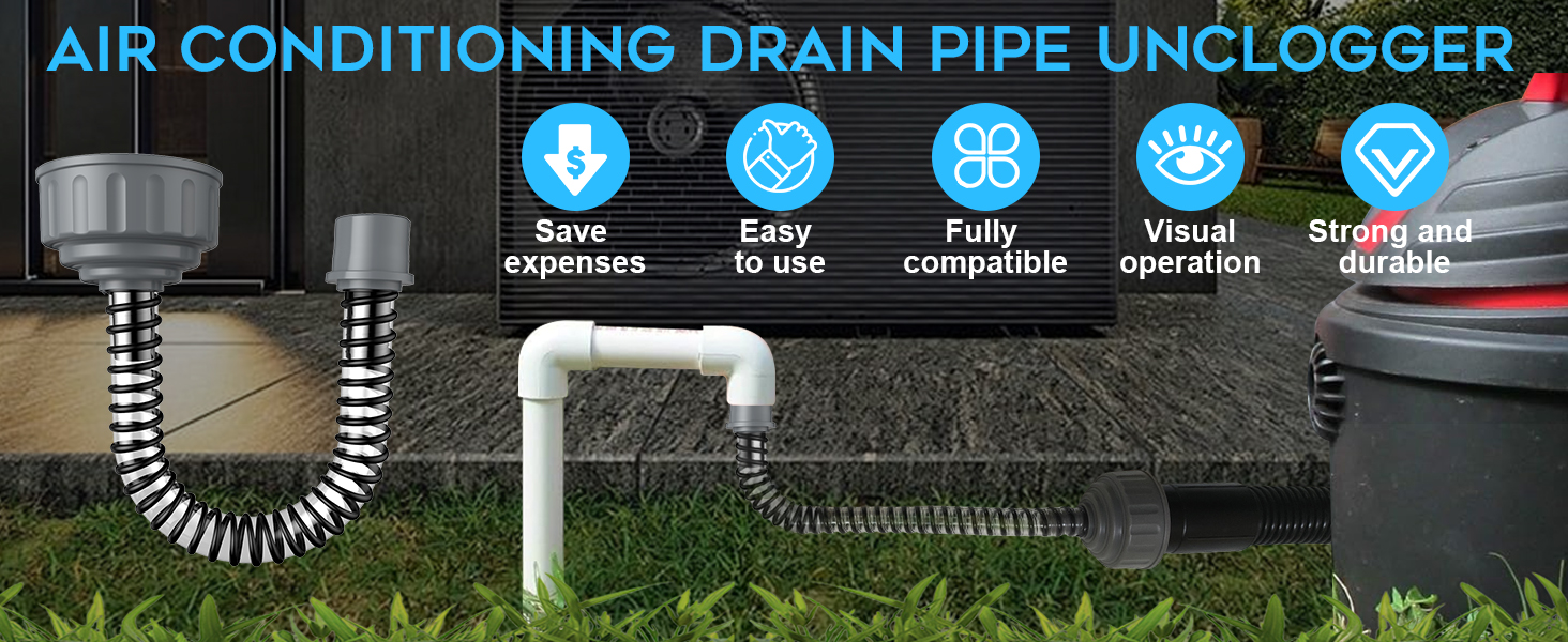 Amazon.com: AC Drain Line Cleaner；HVAC to 1-inch & 3/4-inch PVC AC ...