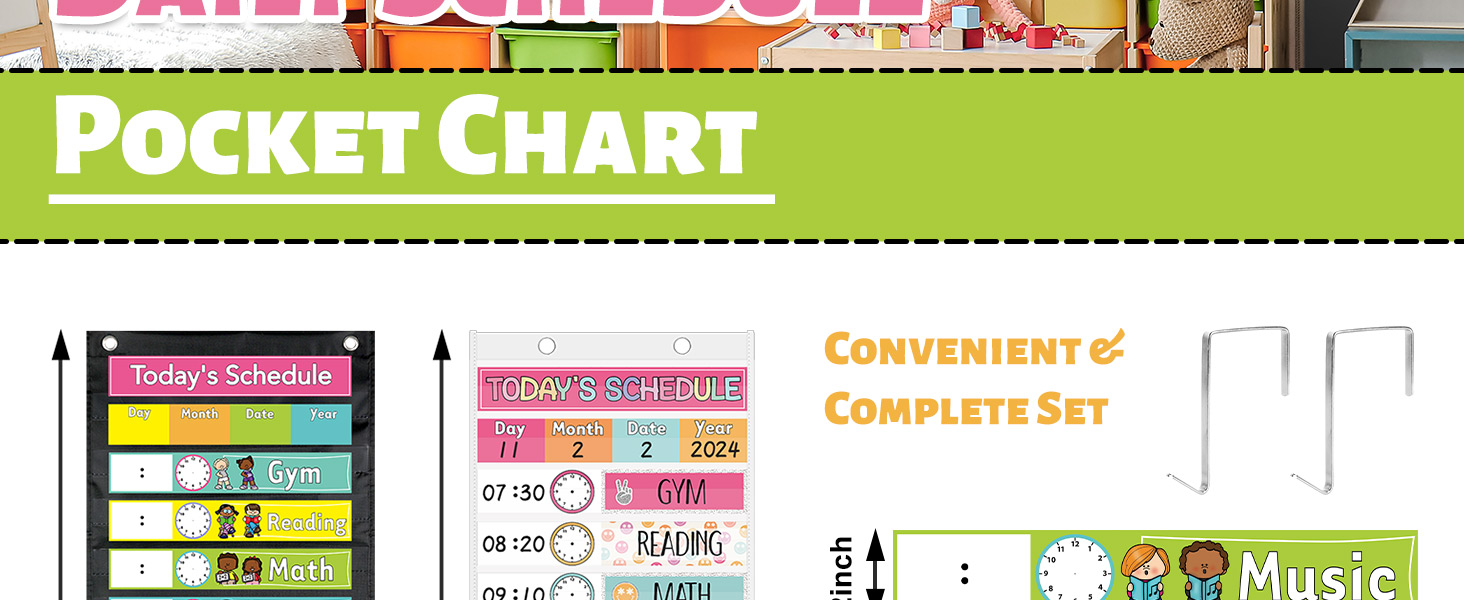 Amazon.com : JarThenaAMCS Groovy Daily Schedule Pocket Chart 13 x 35.5 ...