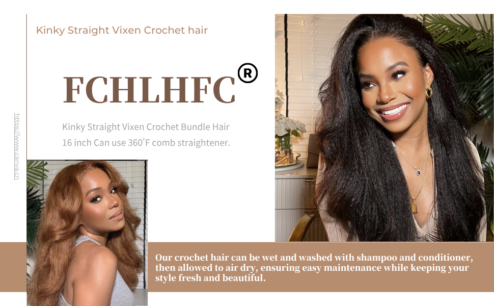 Amazon.com : Kinky Straight Vixen Crochet hair 18Inch Natural Black Color Yaki Kinky Straight 1 ...