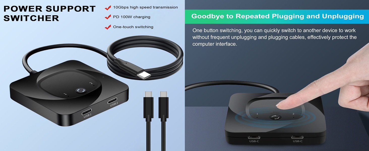 Usb C Switch 8k 60hz 2 In 1 Output Usb3 1 Type C Data Transfer Splitter 10gbps Data Transfer