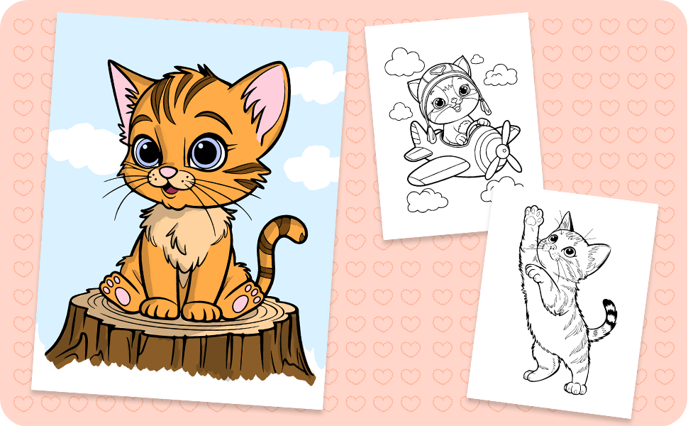 The Super Cute Cats Coloring Book for Kids Ages 4-8: 50 Pages with ...