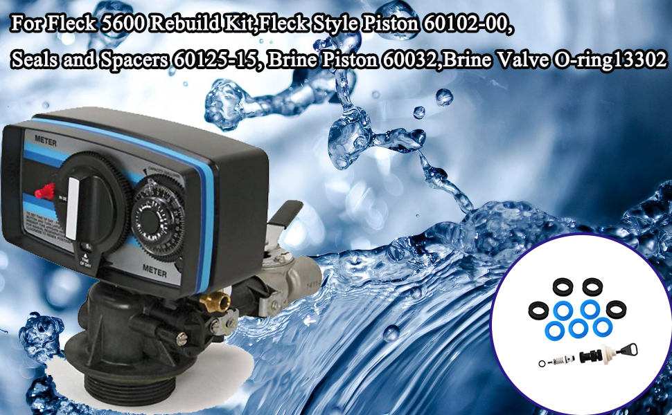 For Fleck 5600 Complete Rebuild Kit,Fleck Style Piston 60102-00, Seals and Spacers 60125-15 ...