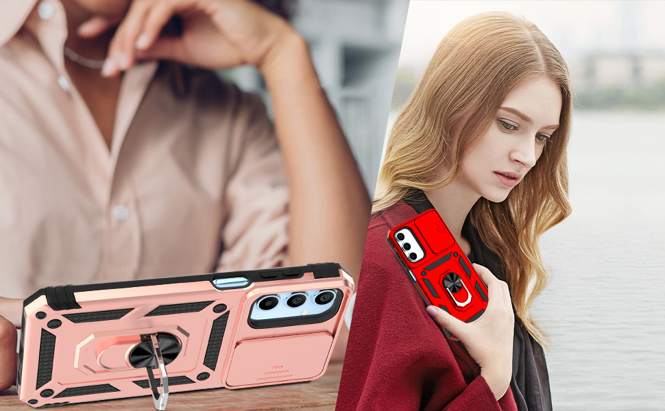 Amazon.com: VAKS Samsung Galaxy A15 5G Case with Sliding Camera Cover and Ring Kickstand, Heavy ...