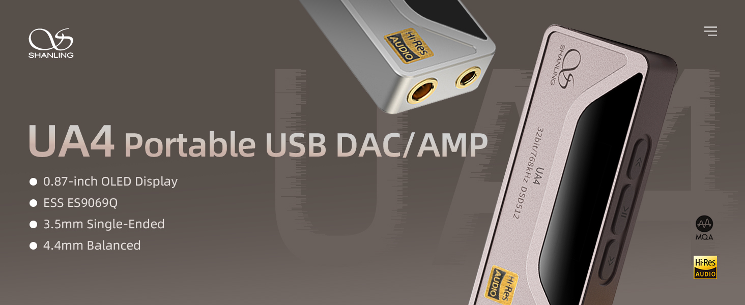 Amazon.com: SHANLING UA4 Headphone Amplifier, Portable USB DAC AMP, Support MQA 16X, 768kHz ...