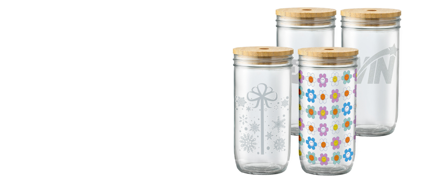 Amazon.com: NETANY [ 4 Pack ] Glass Cups Set - 24oz Mason Jar Drinking Glasses w Bamboo Lids ...