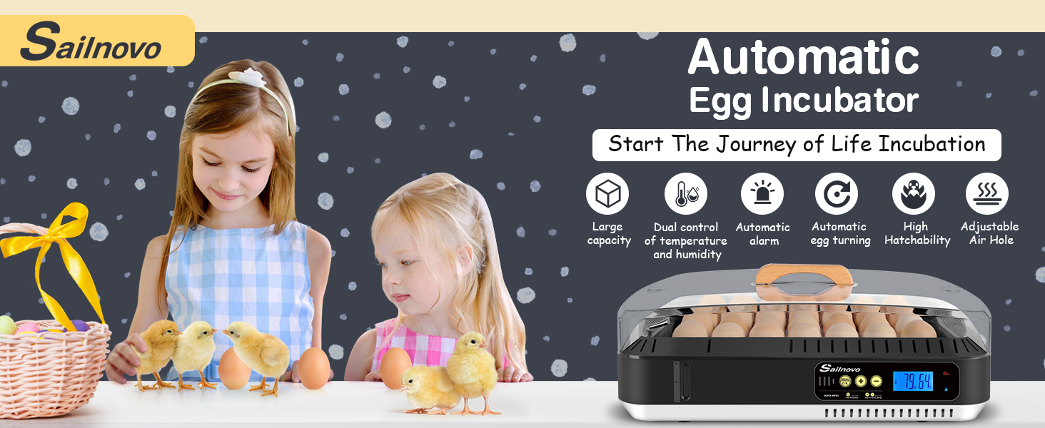 Amazon.com : Sailnovo 35-65 Egg Incubator, Incubator for Hatching Eggs with Automatic Turning ...