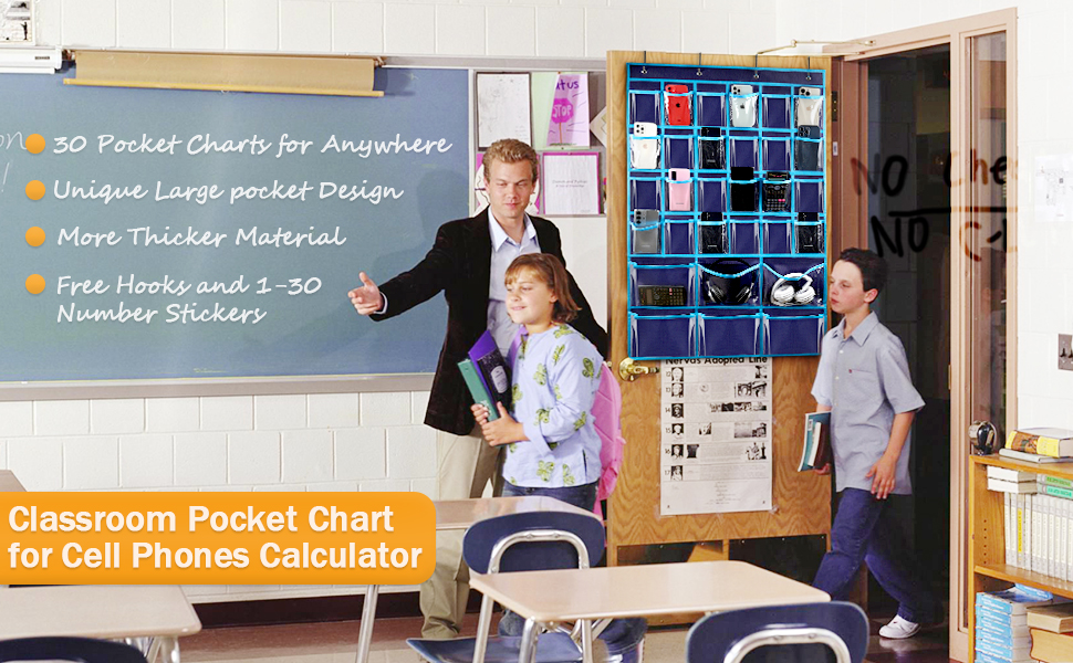Amazon.com: Trycooling Classroom Pocket Chart for Cell Phones Holder ...