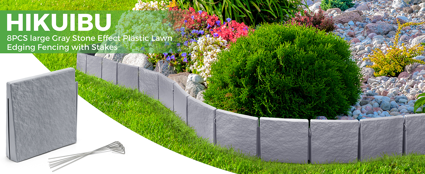 Amazon.com : HIKUIBU Garden Edging Border No Dig, 8PCS Garden Landscape Edging Borders, 5.3ft ...