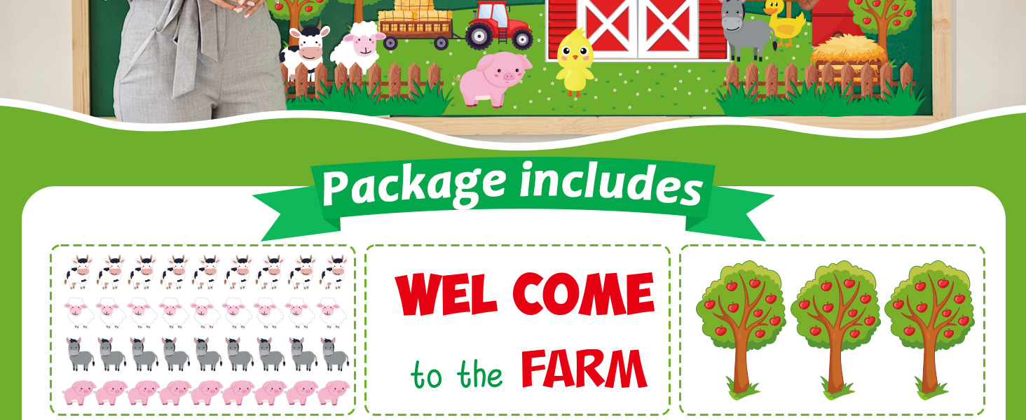 Amazon.com : ZOIIWA Welcome to The Farm Bulletin Board Set Farm Animals ...