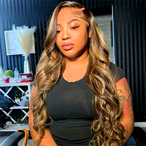 Amazon.com : GVRR Full 13x4 Highlight Lace Front Wig Human Hair P4/27 Body Wave 13x4 HD Lace ...