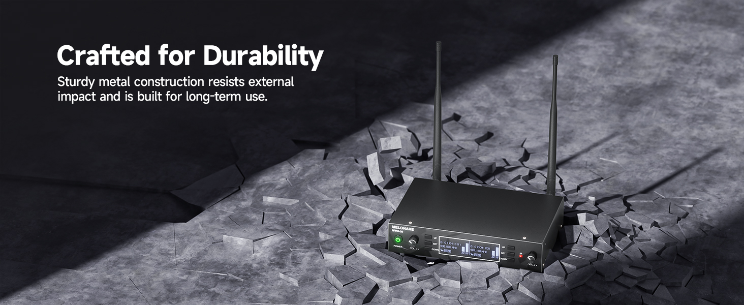 Amazon.com: Dual Channel Wireless Microphone System, MELONARE Auto-Scan Professional Cordless ...