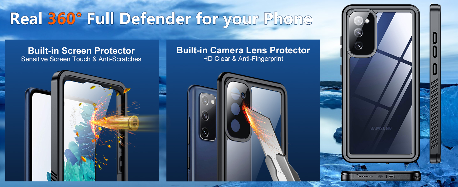 Amazon.com: SPIDERCASE for Samsung Galaxy S20 Fe 5G Case Waterproof,Built-in Camera Lens ...