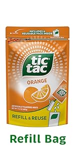 Amazon.com : Tic Tac Bulk Resealable Refill Bag, Orange Flavored Mints ...