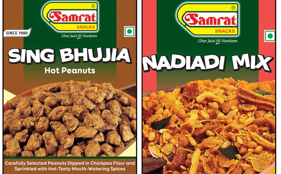 SAMRAT| Assorted Combo Pack of 2 | SING BHUJIA (Tasty Peanuts) | NADIADI MIX |Pack of 2 Snacks ...