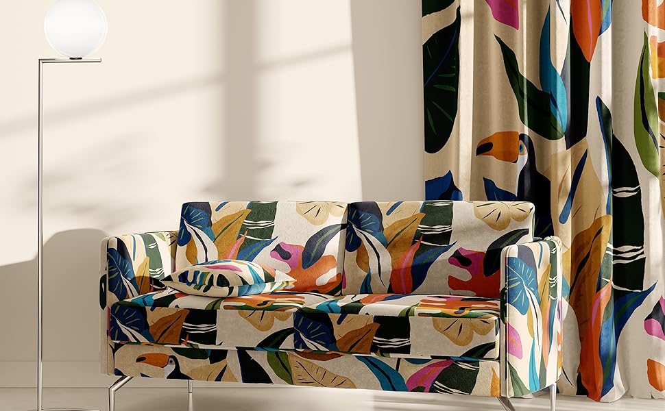 Amazon.com: LADYVOGUE Jungle Curtains 100% Blackout 2 Panels Set Colorful Tropical Leaf Black ...