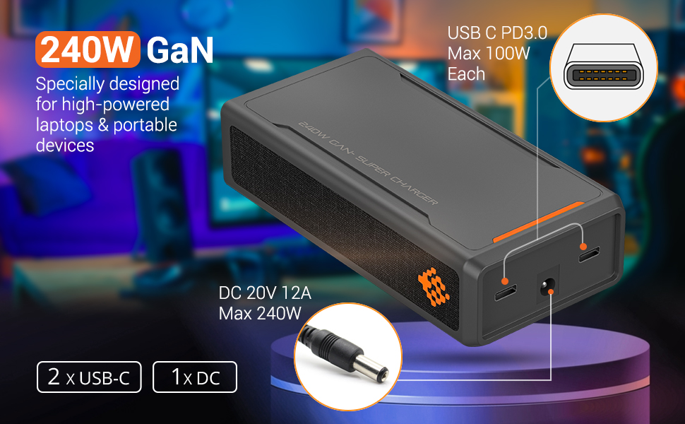 𝐒𝐥𝐢𝐦𝐐 GaN Charger for Gaming Laptops: 240W,230W,200W,180W,170W - AC Adapter for Dell,MSI,Lenovo ...