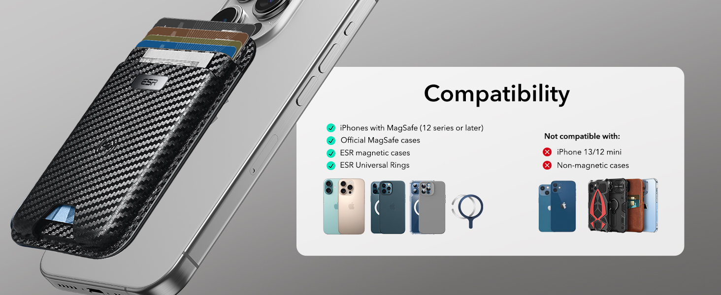 Amazon.com: ESR for MagSafe Wallet with Find My Functionality, 5 Cards Holder, RFID-Blocking ...