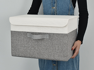 GRANNY SAYS Storage Bins with Lids, Pack of 2 White/Grey Fabric Storage ...