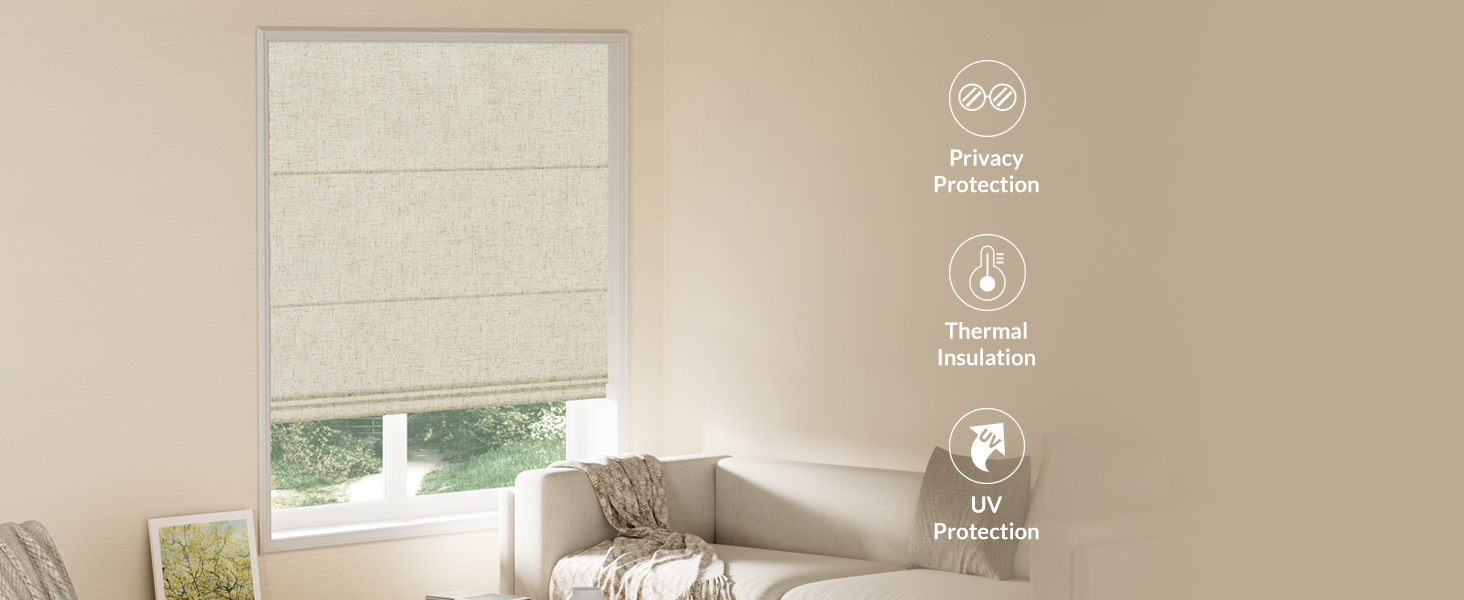 Amazon.com: Boolegon No Drill Cordless Roman Shades for Windows, No ...