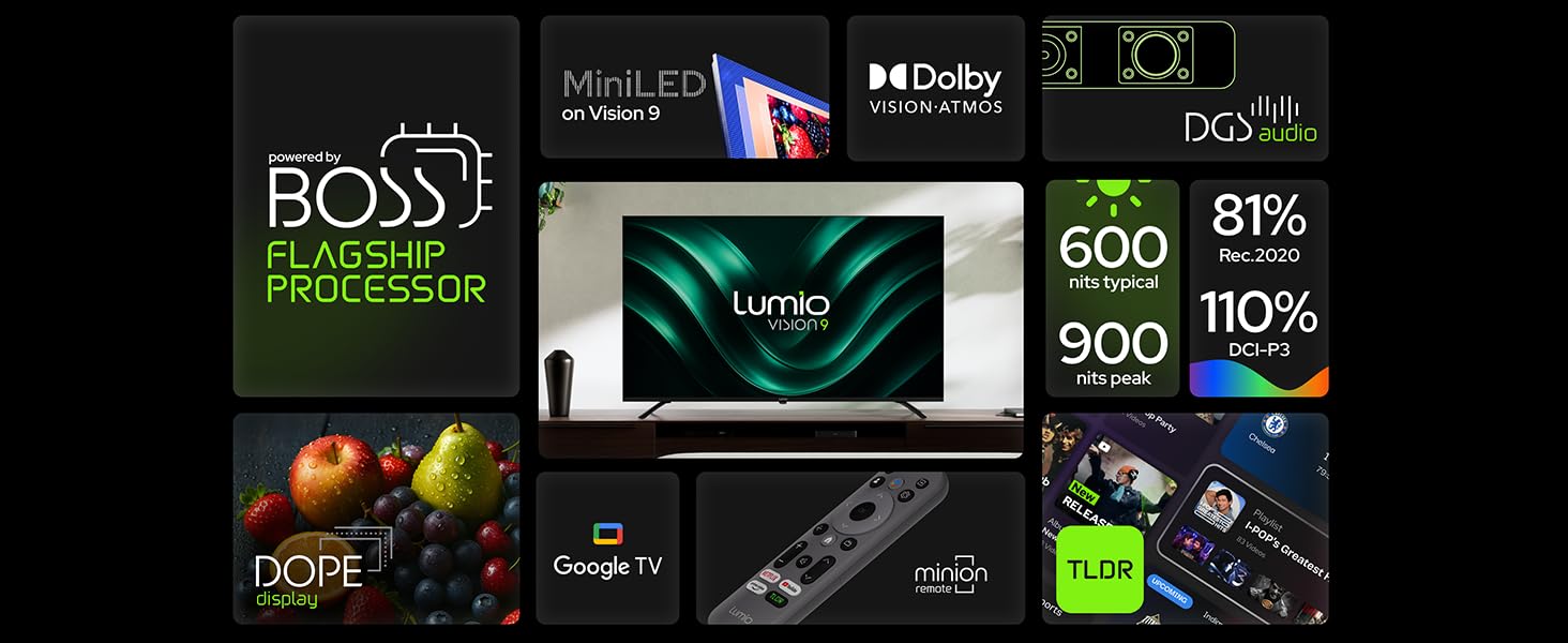 Lumio Vision 9 139cm (55 inches) 4K Ultra HD Smart QD-MiniLED Google TV EPIC1-ADSG : Amazon.in ...