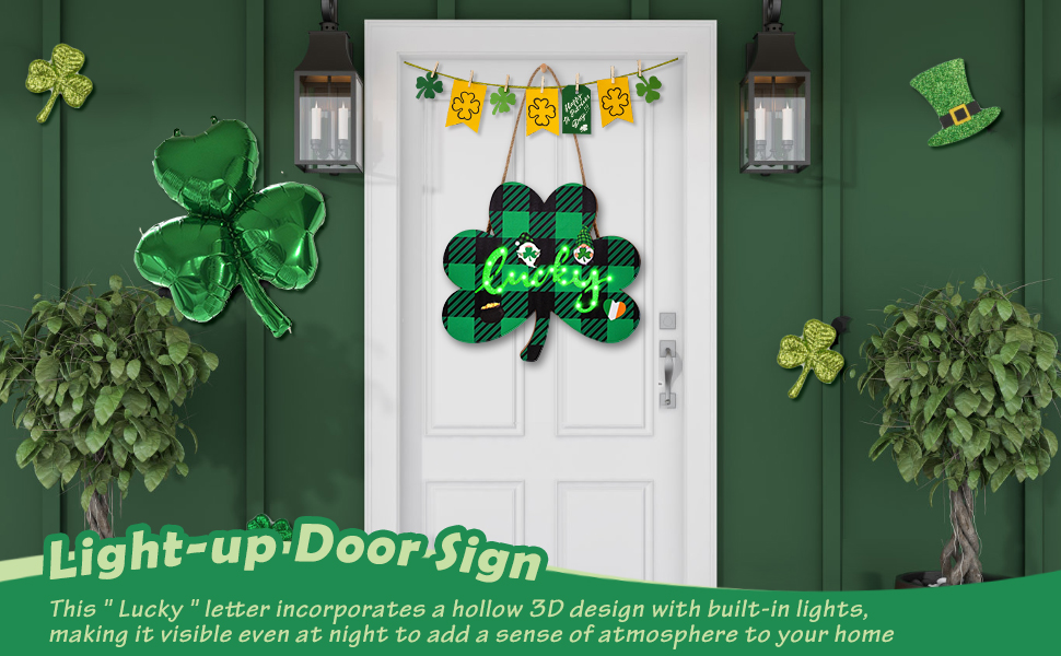 St Patricks Day Decor Decorations for Front Door - 12inch Lighted St ...