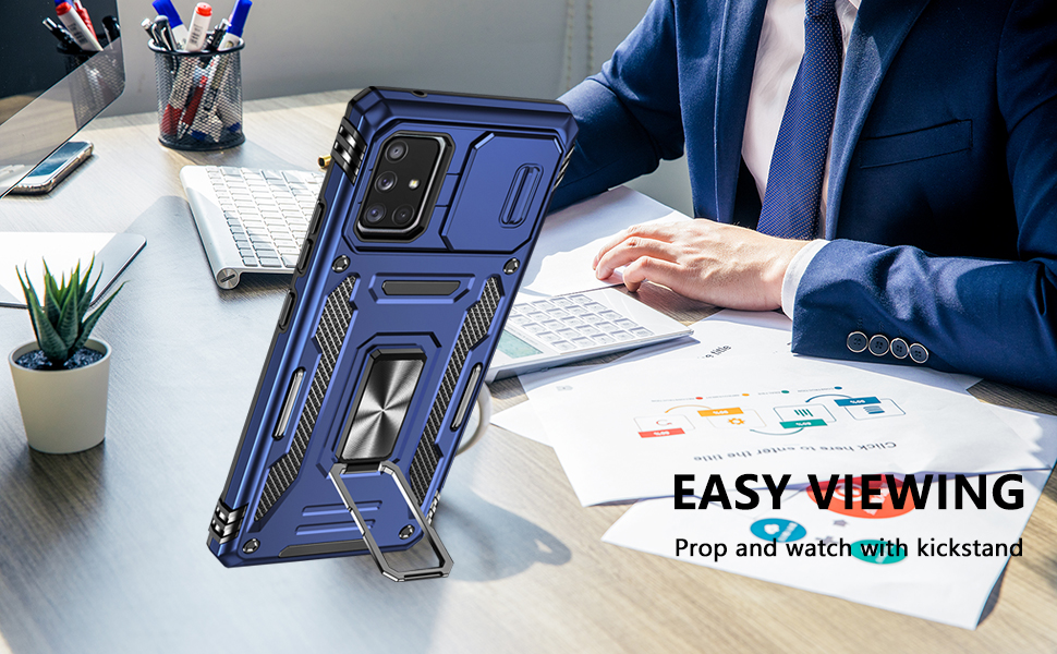 Amazon.com: KOBBRAN for Samung Galaxy A71 5G Case with Slide Camera Cover Ring Kickstand ...