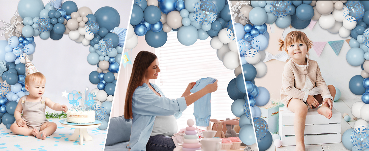 Amazon.com: Amandir 173Pcs Dusty Blue Balloon Arch Garland Kit, Baby Light Dusty Blue White Sand ...
