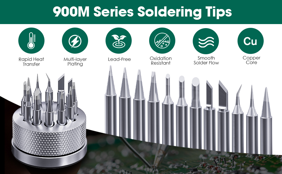 HANGLIFE 900M Soldering Iron Tips for Hakko, Yihua, Atten, Quick, Ryobi, and More Soldering ...