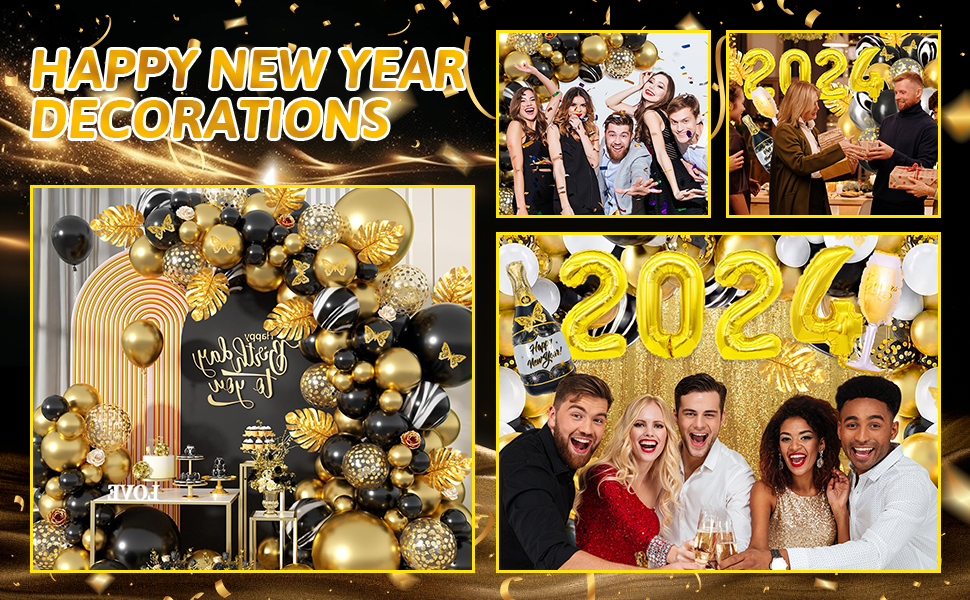 Happy New Year Decorations 2024 Kit - New Years Eve Party Supplies 2024 ...