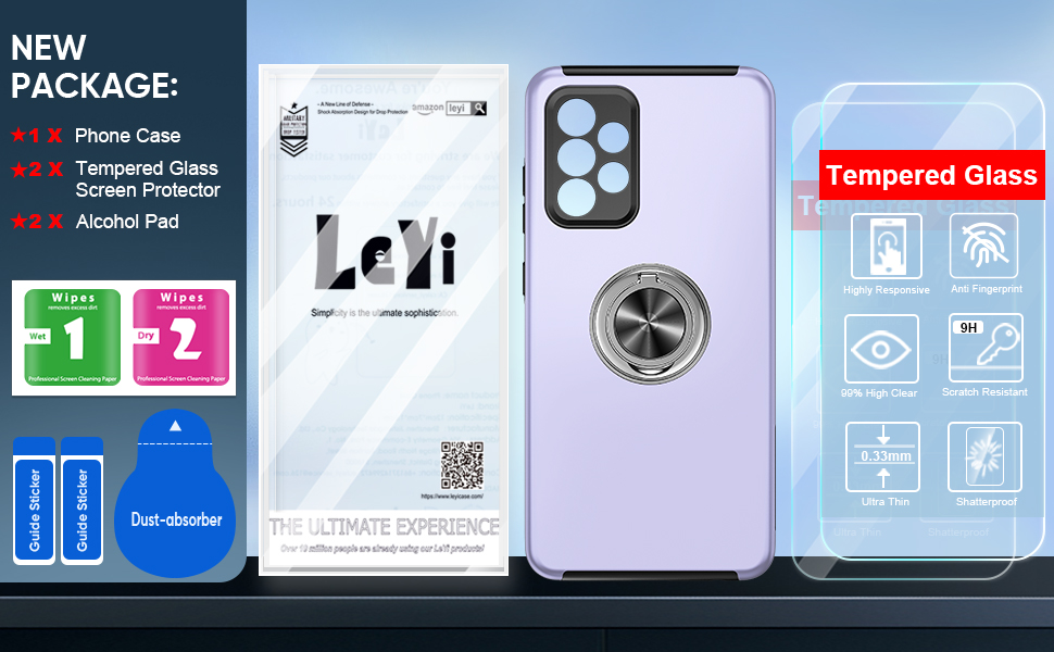 LeYi for Samsung Galaxy A52s/A52 Case and 2x Screen Protectors, Heavy Duty Protection Shockproof ...