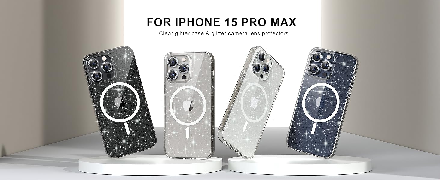 Amazon.com: Choiche for iPhone 15 Pro Max Case Magnetic, Women Clear Glitter Bling Sparkly Case ...