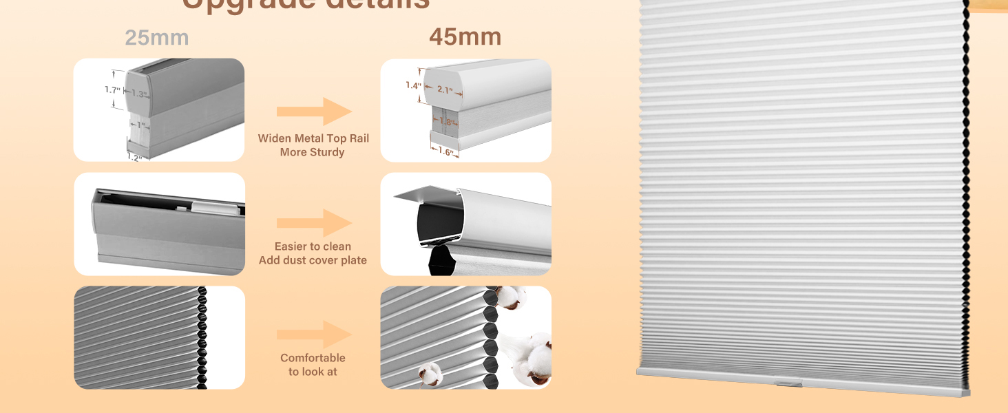 Amazon.com: Boolegon Blackout Cellular Shades Cordless Pull Down 1.8 ...