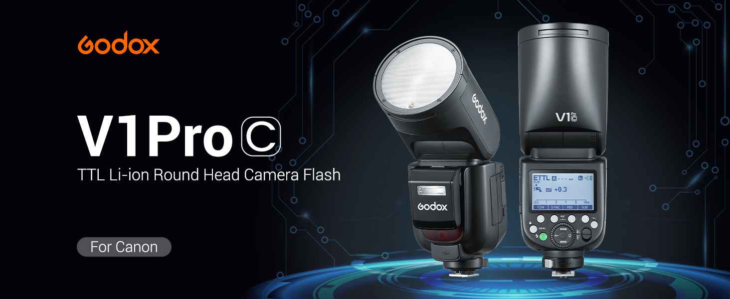 GODOX V1 Pro C V1Pro C Round Head Flash Speedlite Compatible for Canon, TTL 2.4G Wireless Canon ...