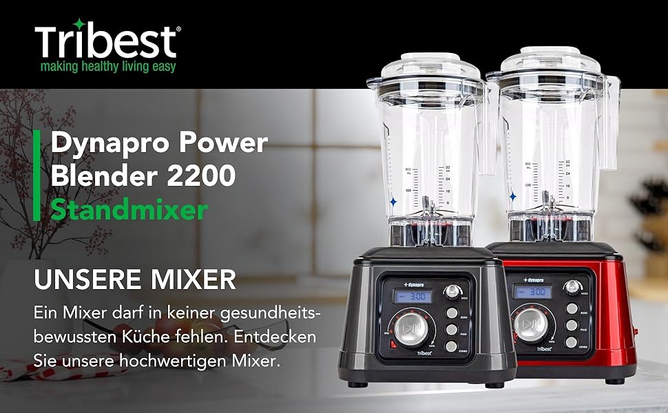 Amazon.de: Tribest Dynapro Power Blender 2200 Rot – Leistungsstarker Mixer Smoothie Maker – 1500 ...