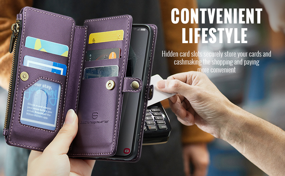 Amazon.com: Strapurs Wallet Case Compatible with Samsung Galaxy S24 5G RFID Blocking Card Holder ...