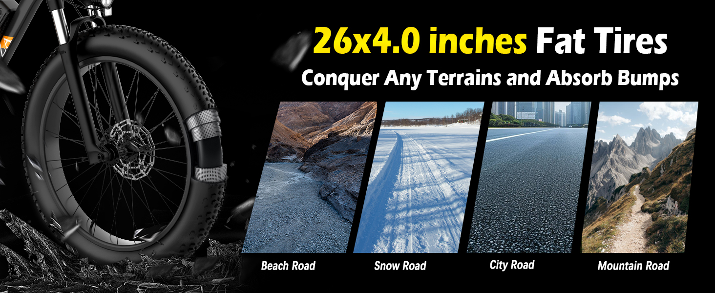 Amazon.com : ZDZA Electric Bike, 26"x4.0" Fat Tire Electric Bike, 1500W Peak Motor, 48V 14.5Ah ...