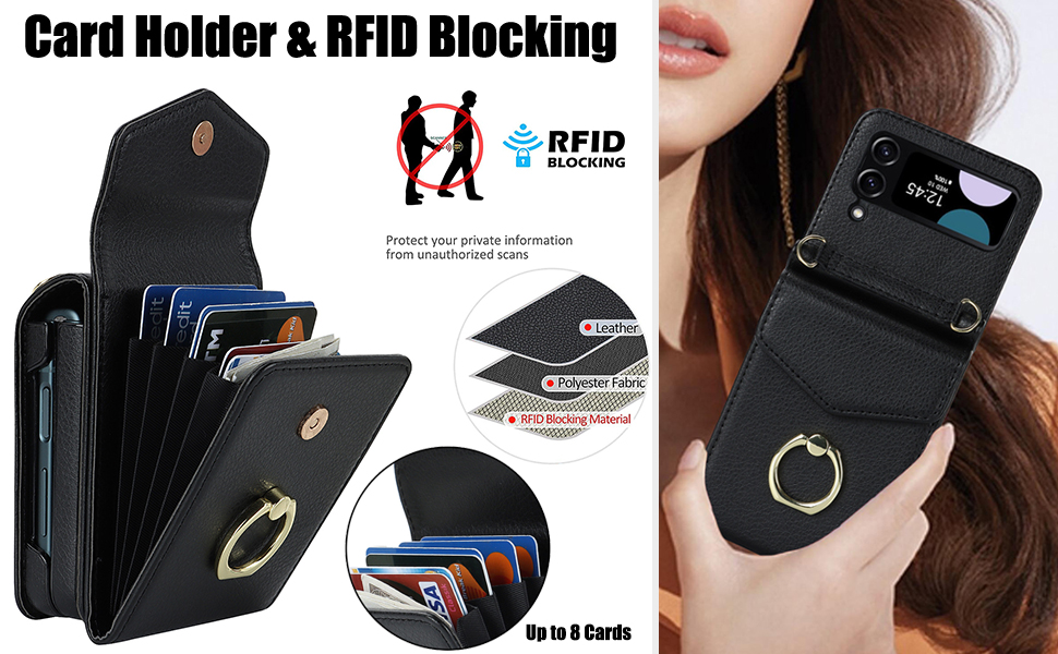 Amazon.com: YQODSZ for Samsung Galaxy Z Flip 4 Wallet Case with Card Holder, [RFID Blocking ...